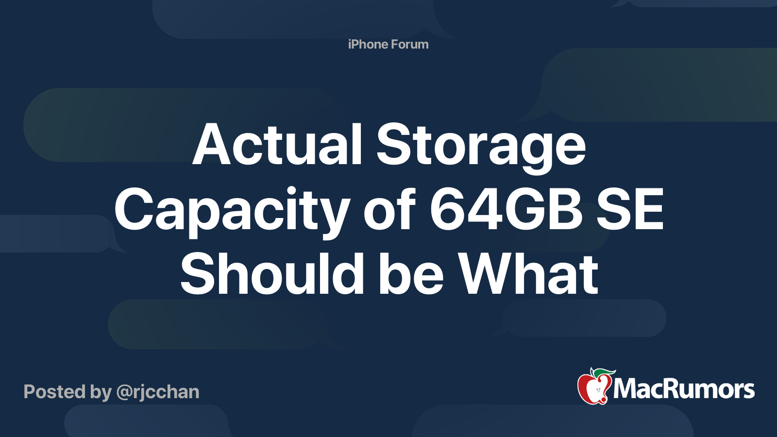 Actual Storage Capacity of 64GB SE Should be What | MacRumors Forums