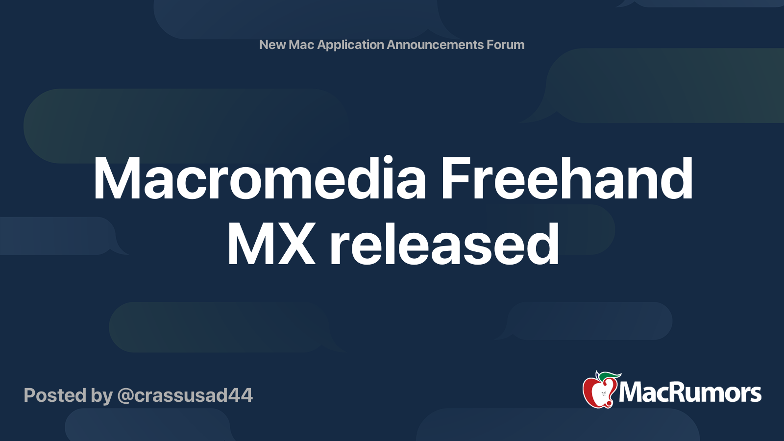 Macromedia Freehand MX released | MacRumors Forums