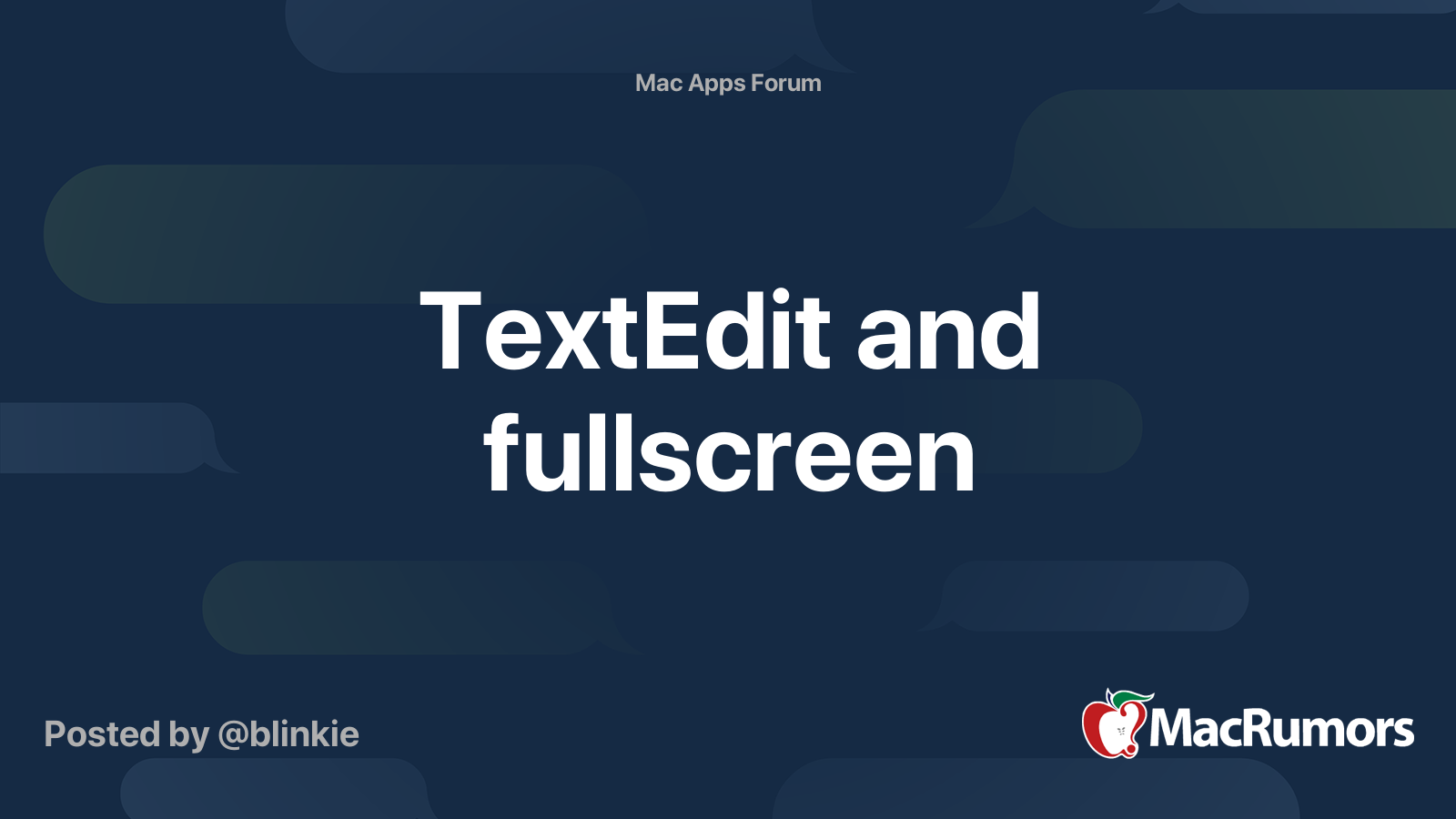 TextEdit and fullscreen | MacRumors Forums