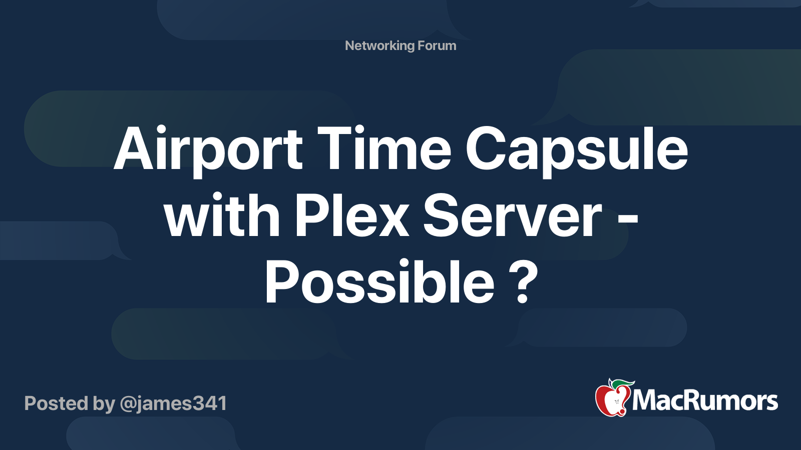 Airport Time Capsule with Plex Server - Possible ? | MacRumors Forums