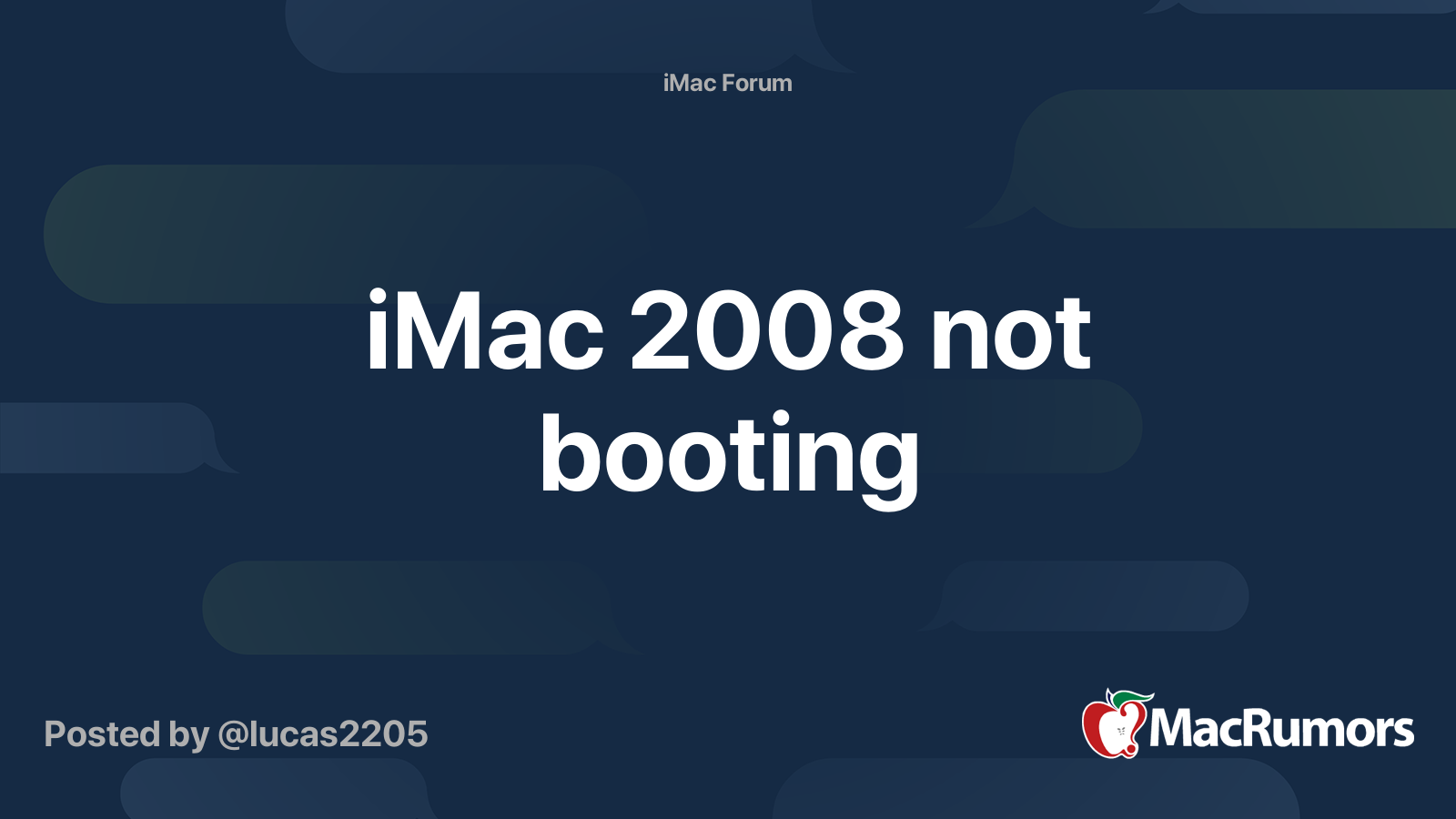 iMac 2008 not booting | MacRumors Forums