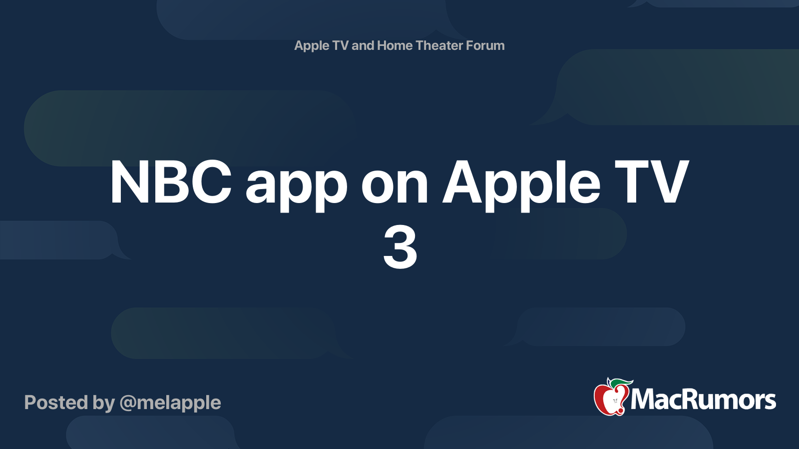 NBC app on Apple TV 3 | MacRumors Forums