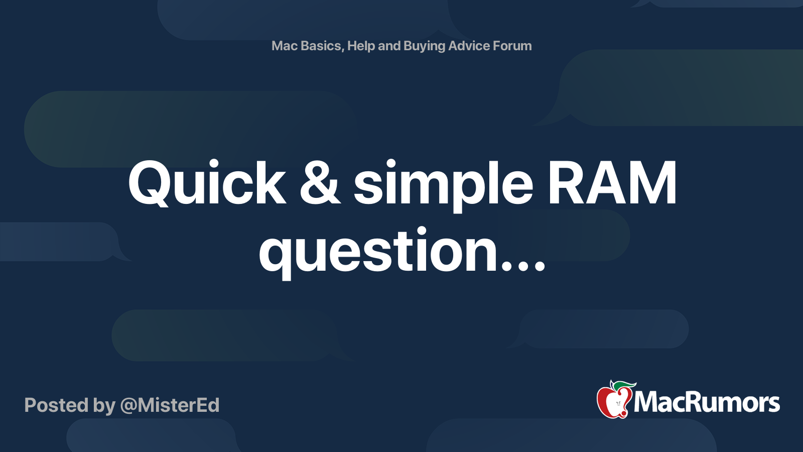 Quick & simple RAM question... | MacRumors Forums