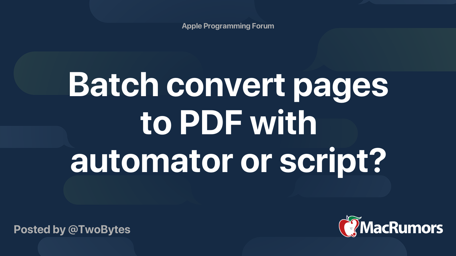 Batch convert pages to PDF with automator or script? | MacRumors Forums