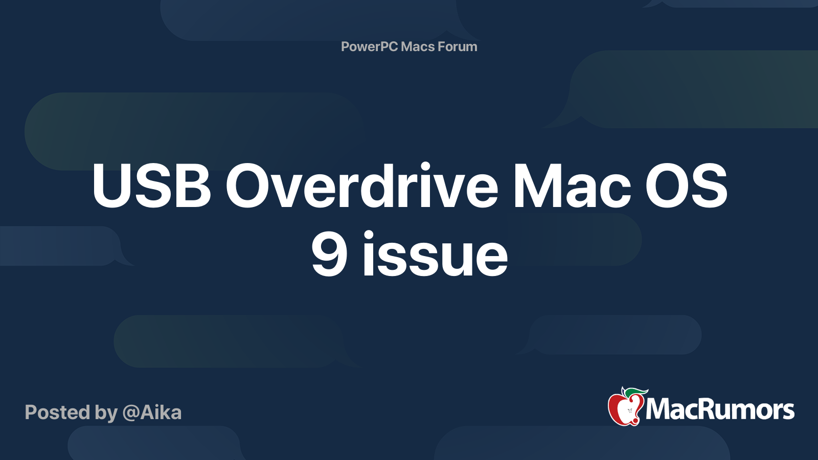 USB Overdrive Mac OS 9 issue | MacRumors Forums