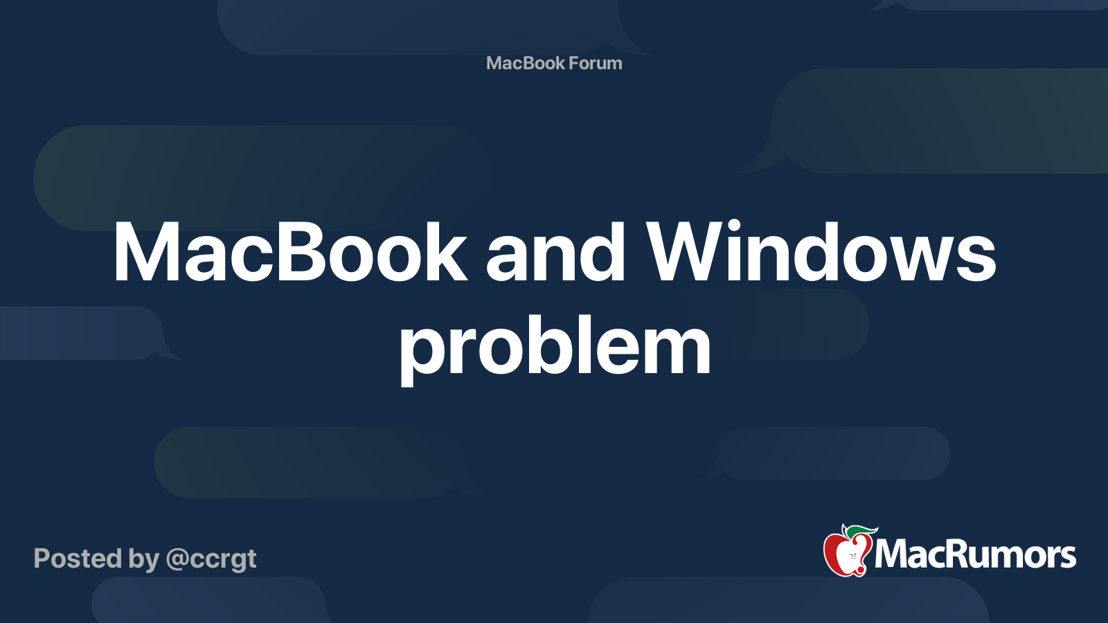 MacBook and Windows problem | MacRumors Forums
