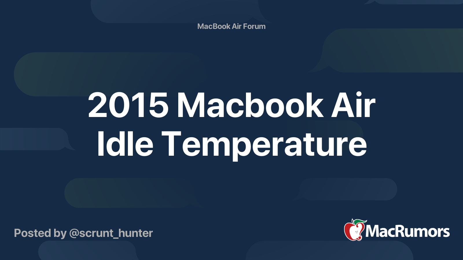 2015 Macbook Air Idle Temperature | MacRumors Forums