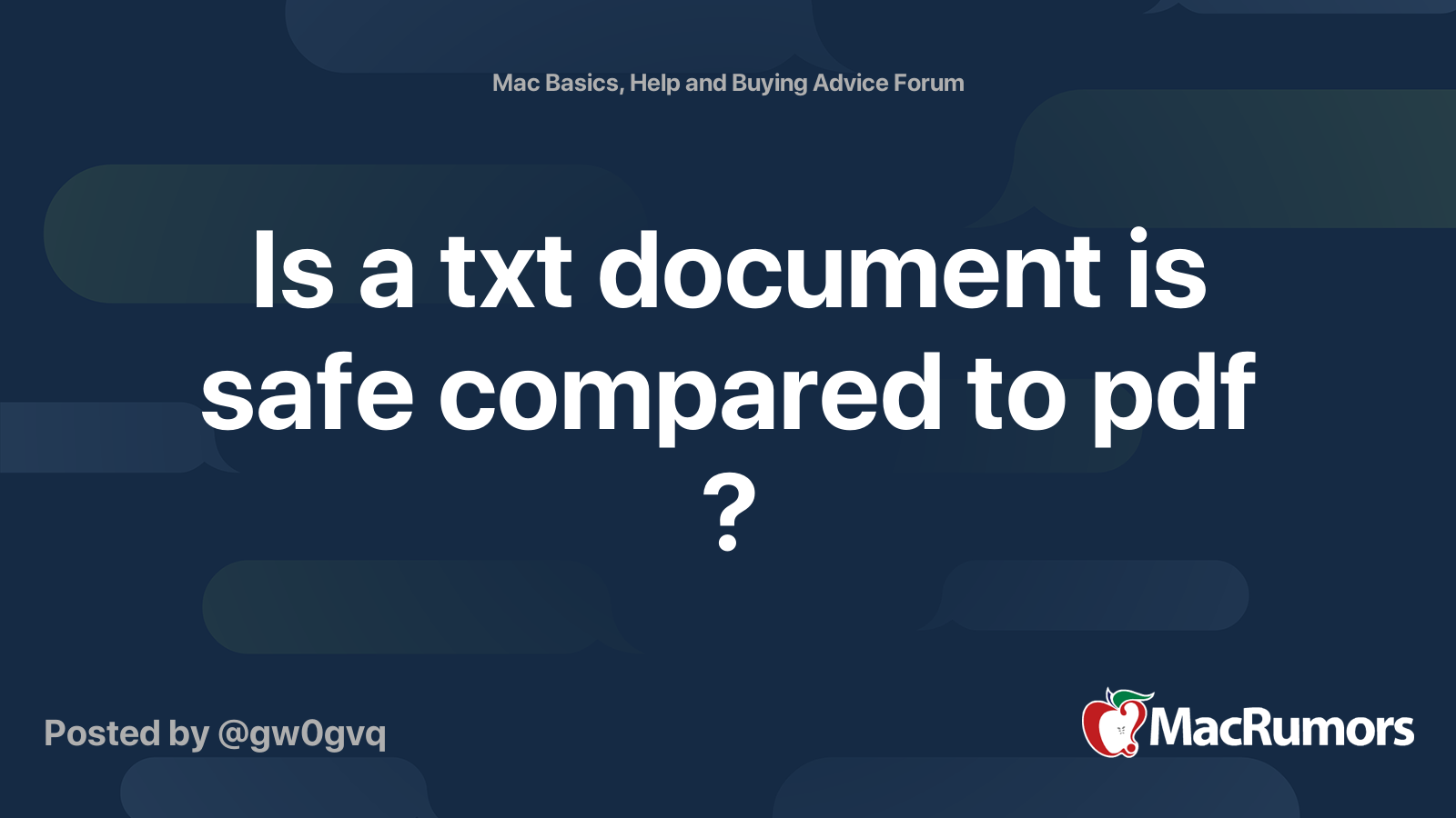 Is A Txt Document Is Safe Compared To Pdf MacRumors Forums