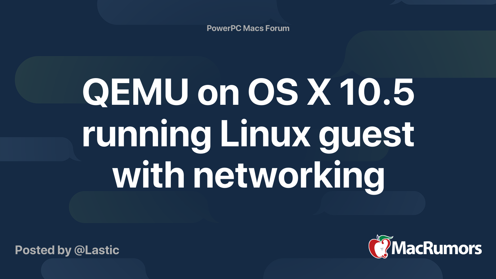 QEMU on OS X 10.5 running Linux guest with networking | MacRumors Forums