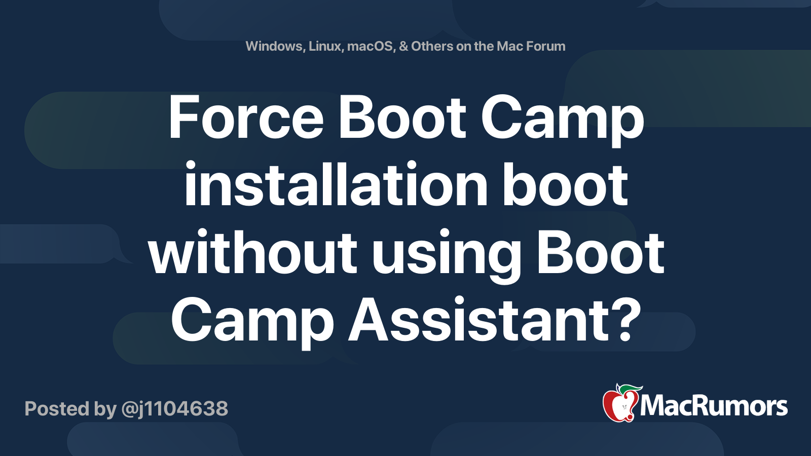 Force Boot Camp installation boot without using Boot Camp Assistant? | MacRumors Forums