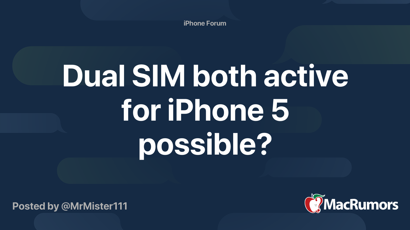 Dual SIM both active for iPhone 5 possible? | MacRumors Forums
