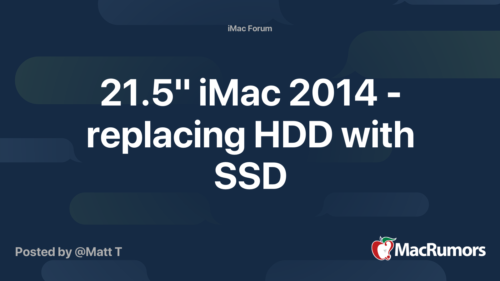 21.5" iMac 2014 - replacing HDD with SSD | MacRumors Forums