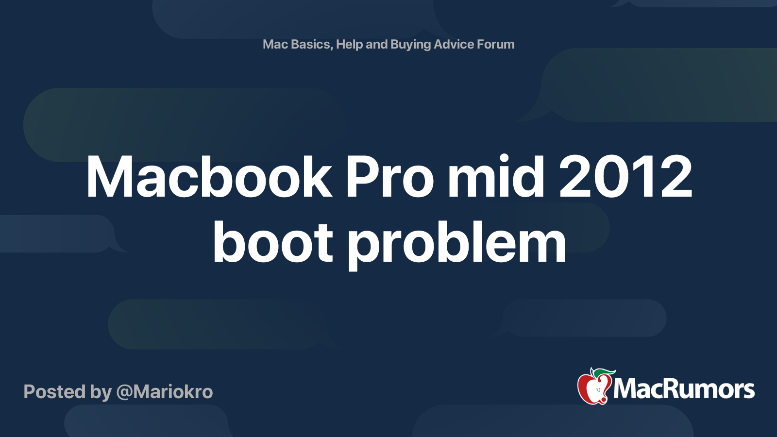 Macbook Pro mid 2012 boot problem | MacRumors Forums