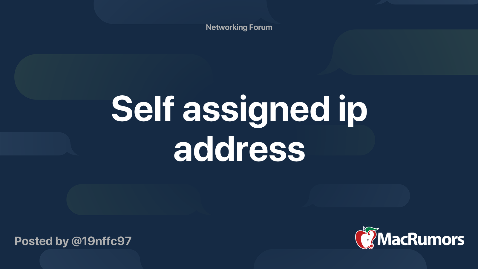 Self assigned ip address | MacRumors Forums