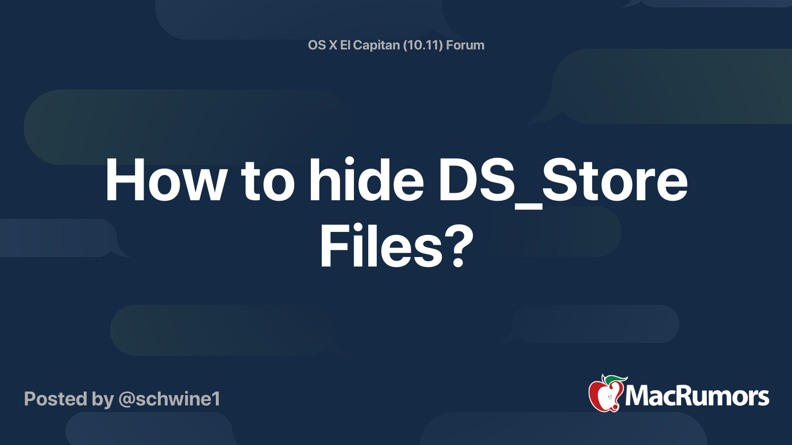 How to hide DS_Store Files? | MacRumors Forums