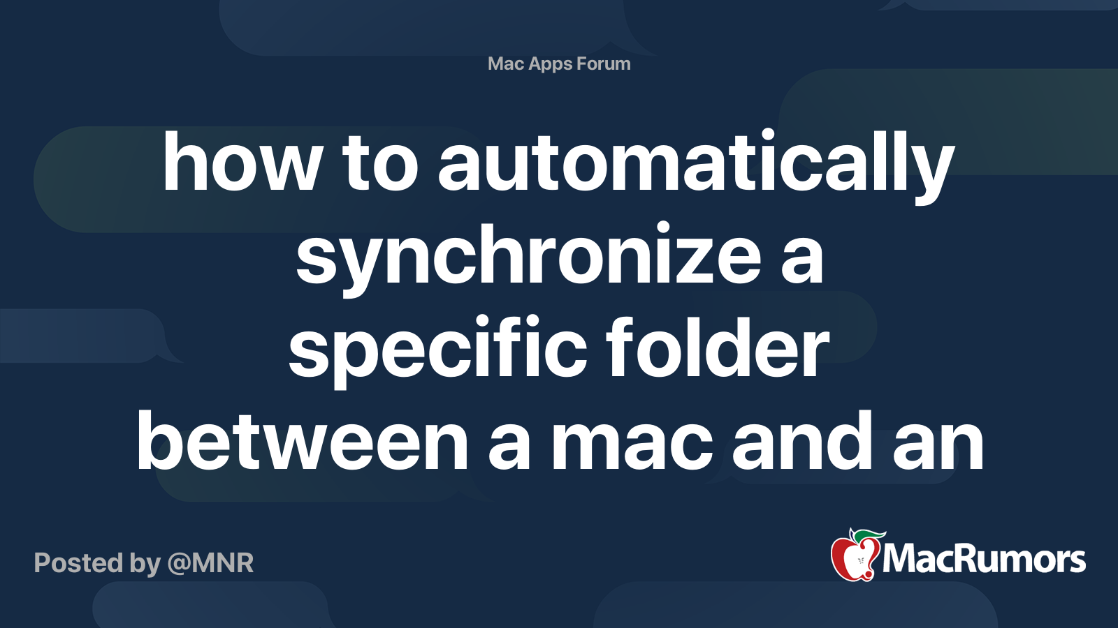 how to automatically synchronize a specific folder between a mac and an external hardrive ...