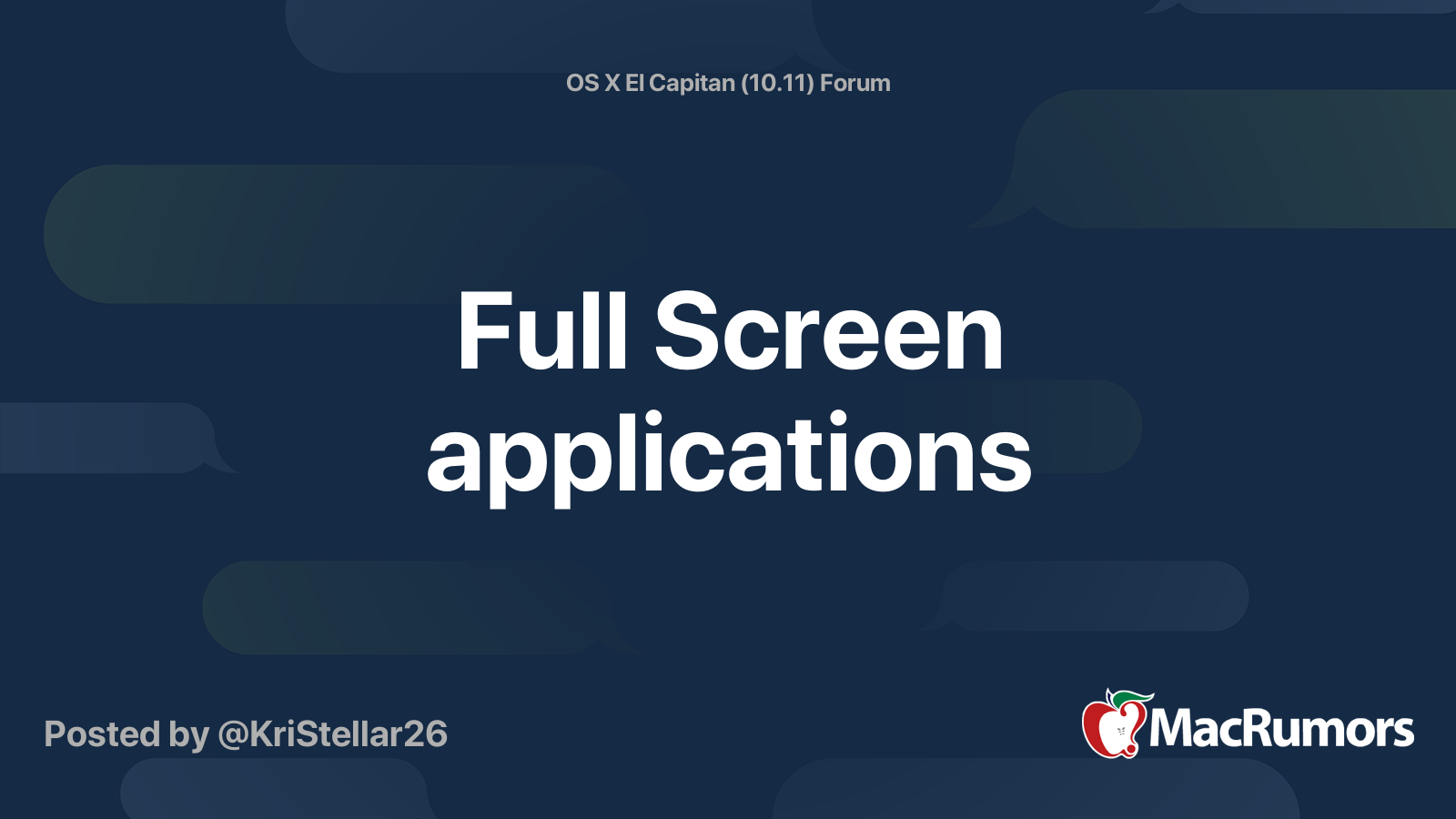 Full Screen applications | MacRumors Forums