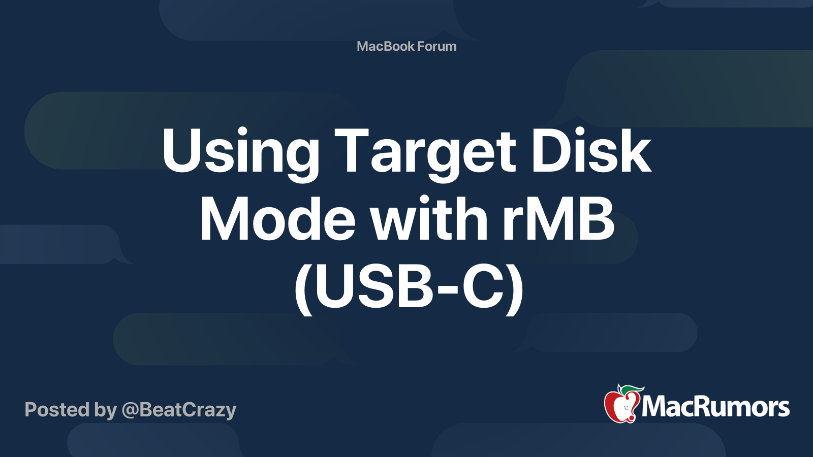 Using Target Disk Mode with rMB (USB-C) | MacRumors Forums