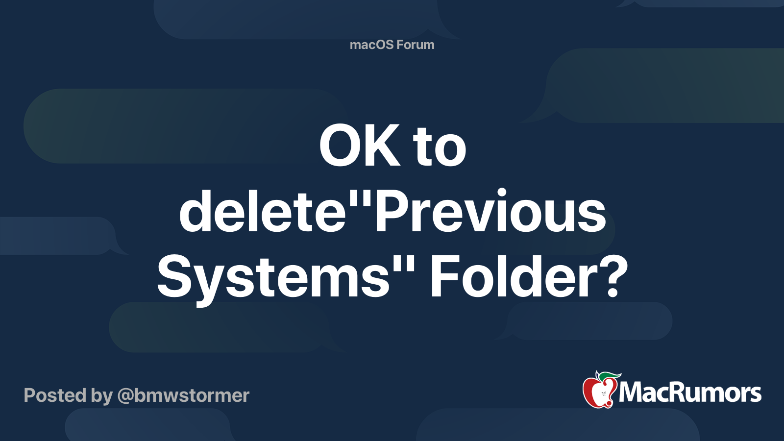 OK to delete"Previous Systems" Folder? | MacRumors Forums
