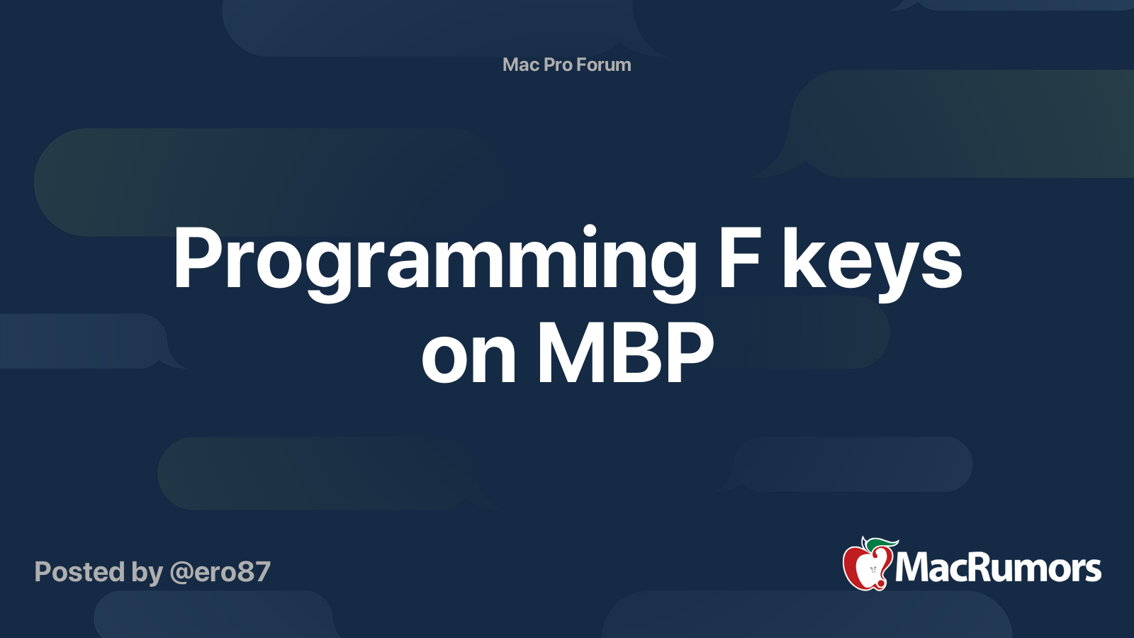 Programming F keys on MBP | MacRumors Forums