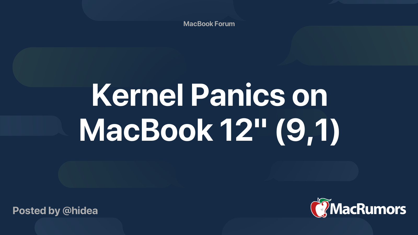 Kernel Panics on MacBook 12" (9,1) | MacRumors Forums