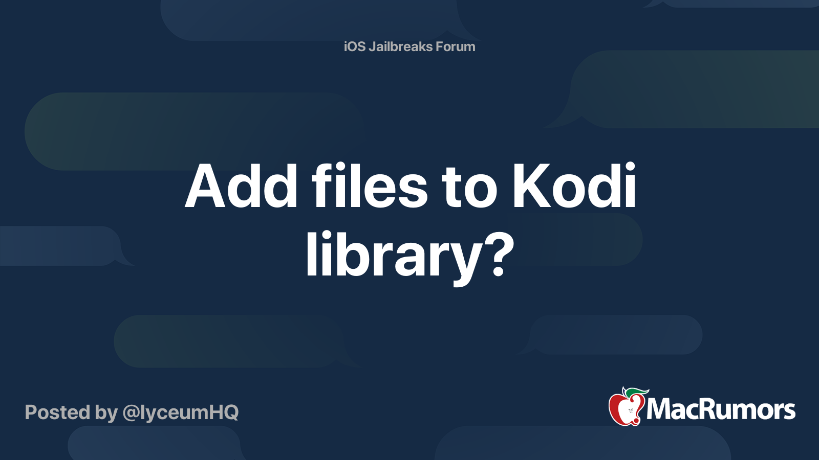 Add files to Kodi library? | MacRumors Forums