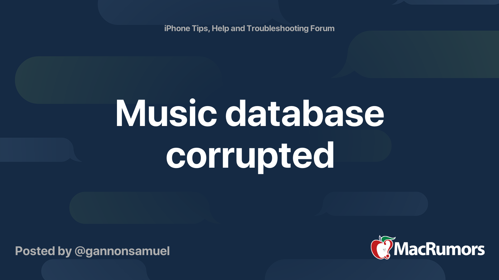 Music database corrupted | MacRumors Forums
