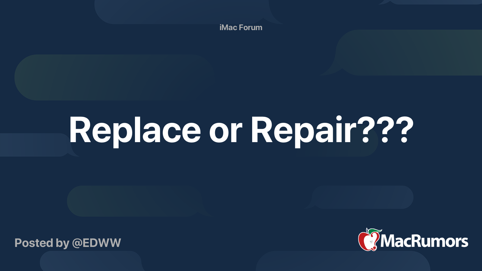 Replace or Repair??? | MacRumors Forums