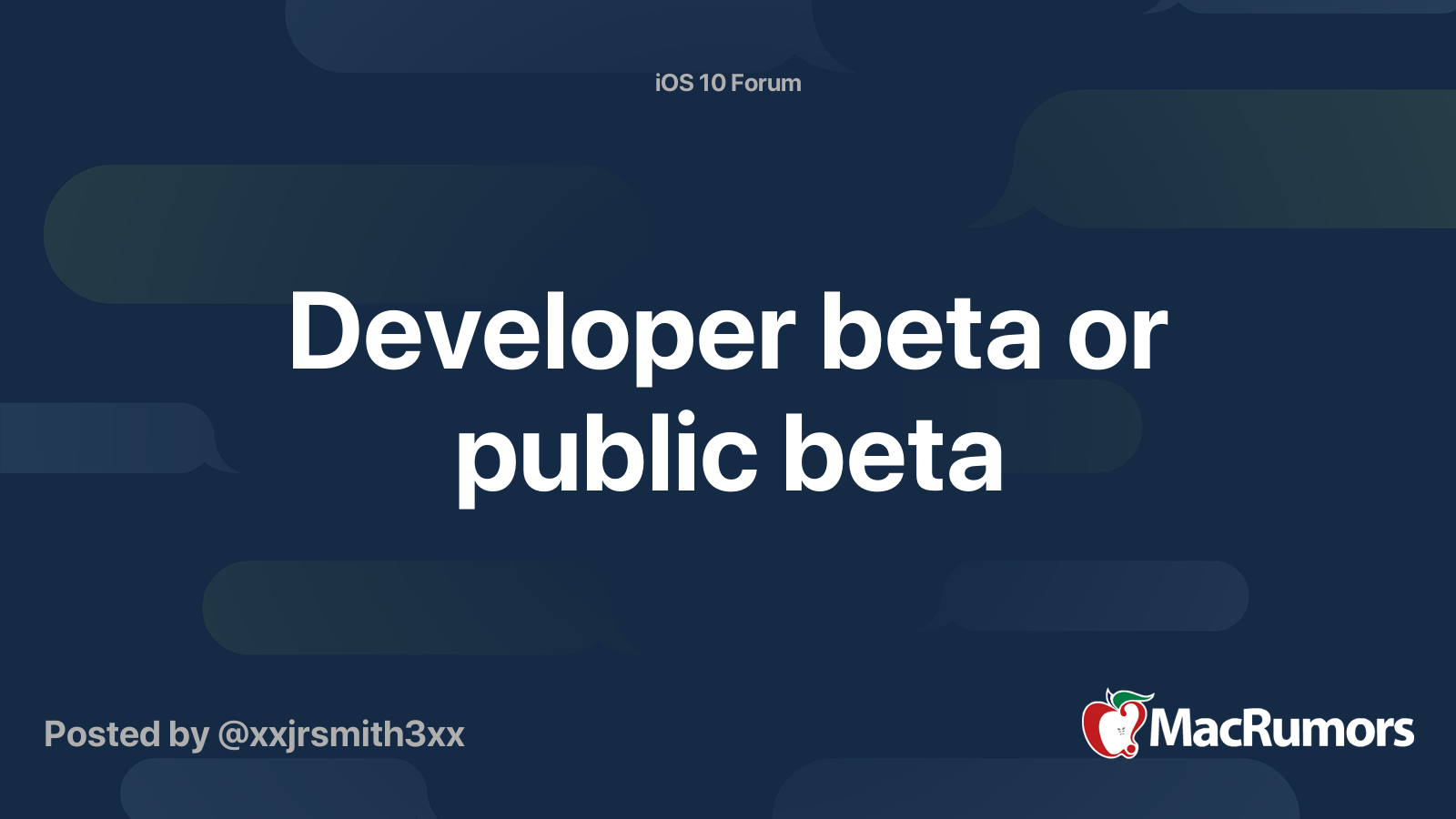 Developer beta or public beta | MacRumors Forums