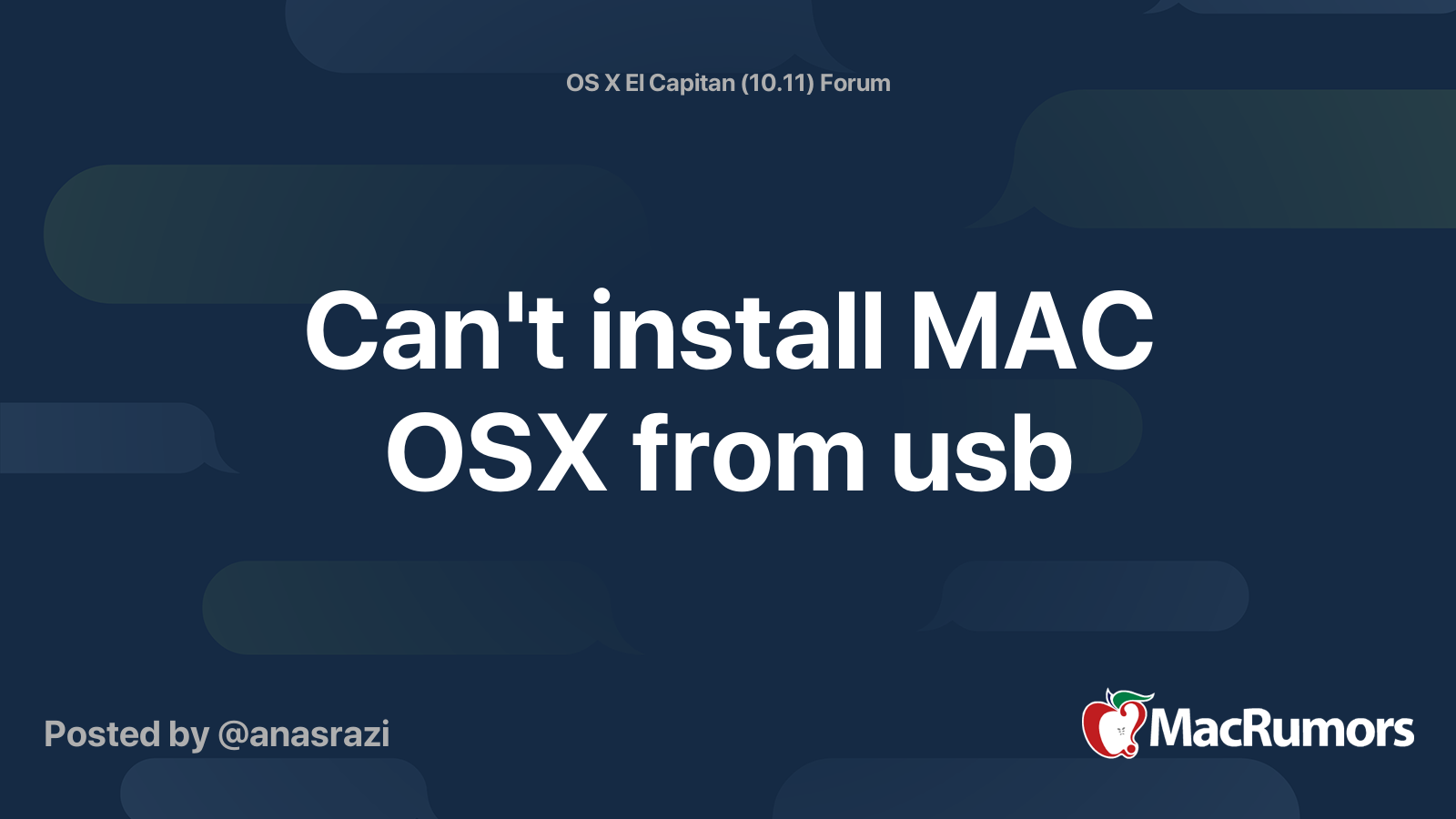 Can't install MAC OSX from usb | MacRumors Forums