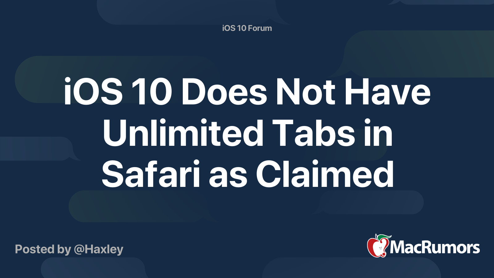 iOS 10 Does Not Have Unlimited Tabs in Safari as Claimed | MacRumors Forums