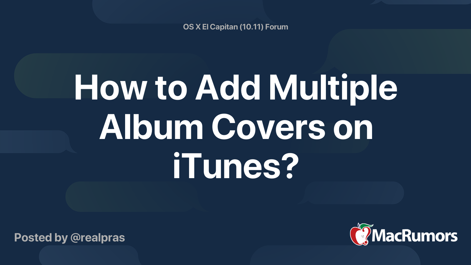 How to Add Multiple Album Covers on iTunes? | MacRumors Forums