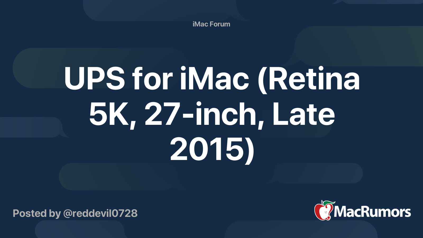 UPS for iMac (Retina 5K, 27-inch, Late 2015) | MacRumors Forums