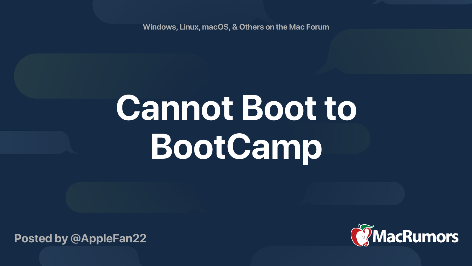 Cannot Boot to BootCamp | MacRumors Forums