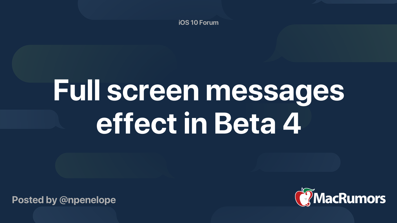 Full screen messages effect in Beta 4 | MacRumors Forums
