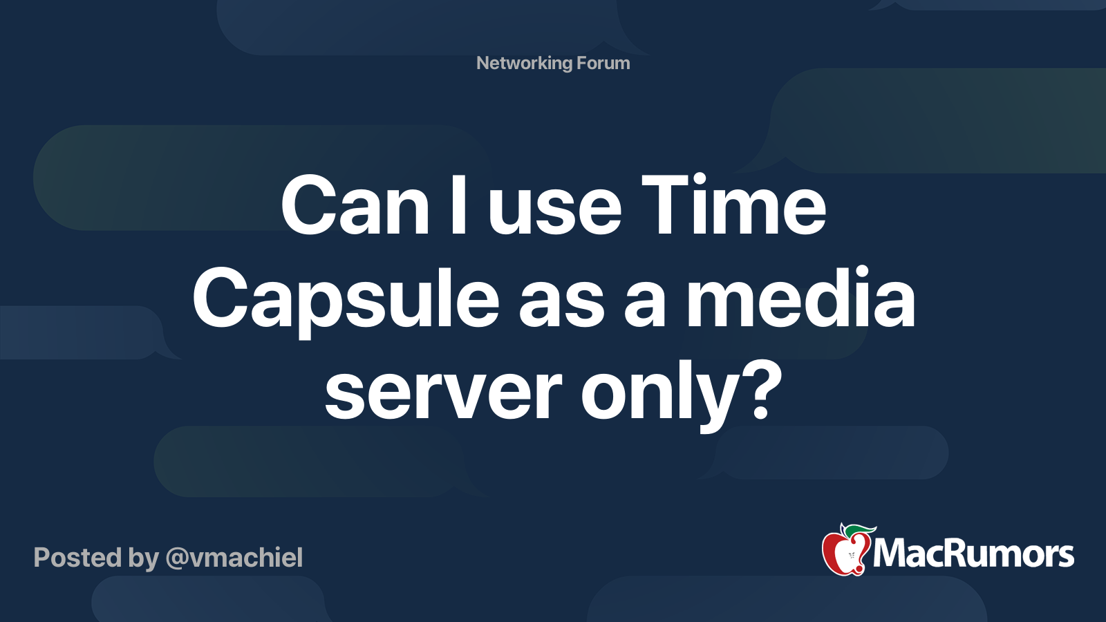 Can I use Time Capsule as a media server only? | MacRumors Forums