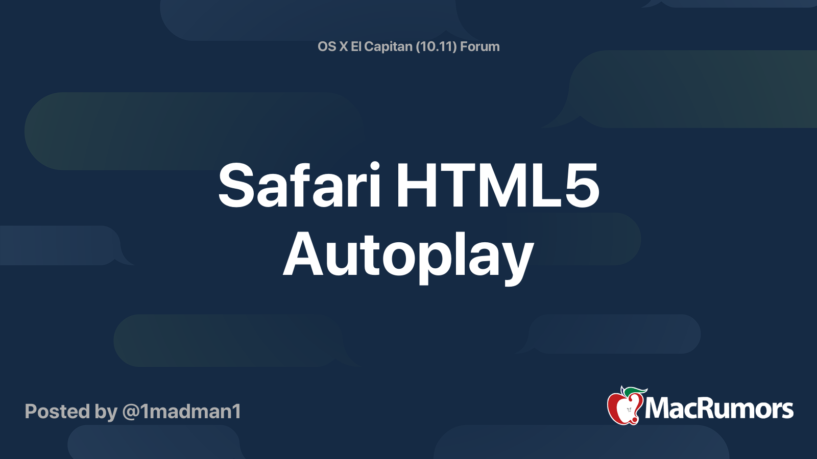 Safari HTML5 Autoplay | MacRumors Forums