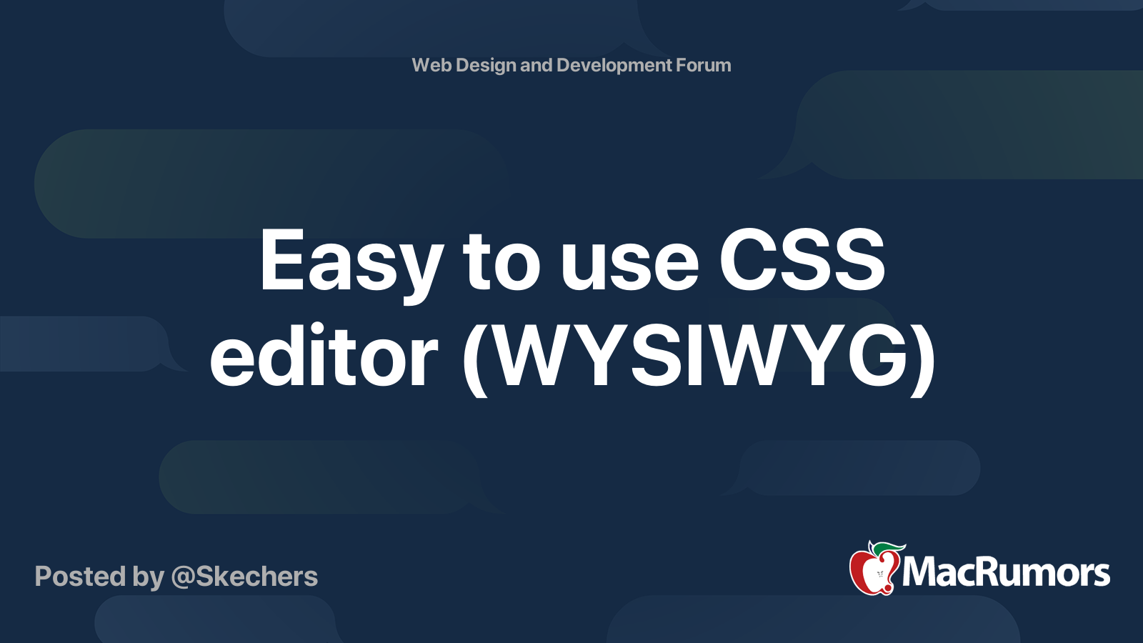 Easy to use CSS editor (WYSIWYG) | MacRumors Forums