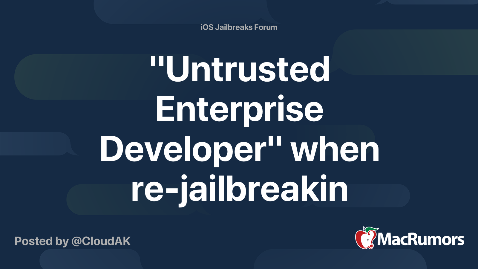 "Untrusted Enterprise Developer" when re-jailbreakin error, 1-yr ...