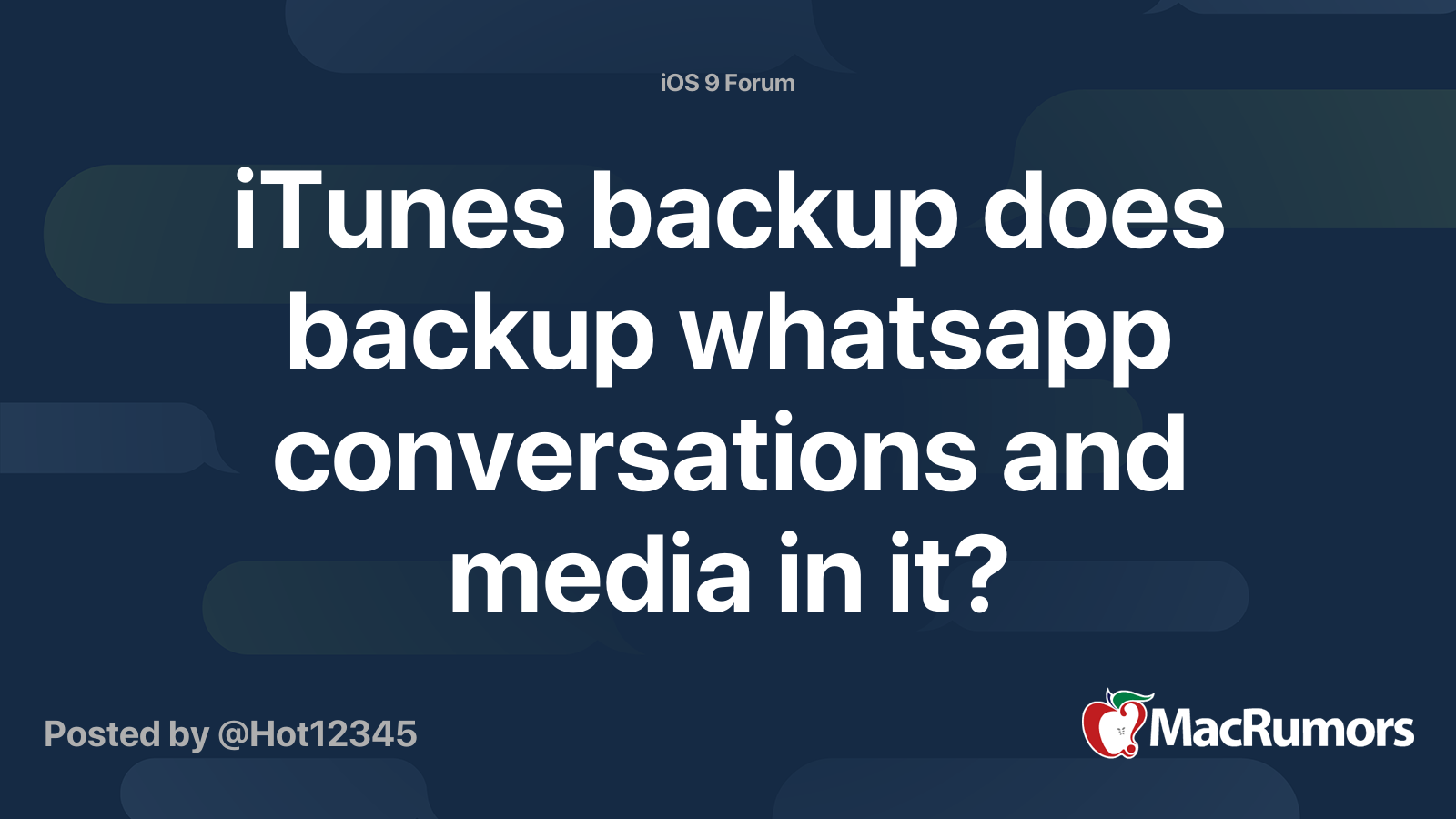 Itunes Backup Does Backup Whatsapp Conversations And Media In It Macrumors Forums