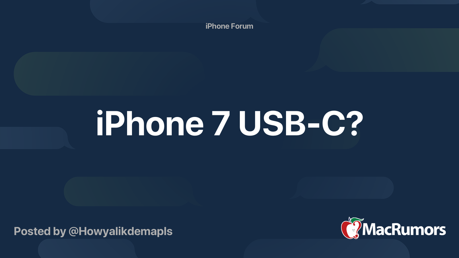 iPhone 7 USB-C? | MacRumors Forums