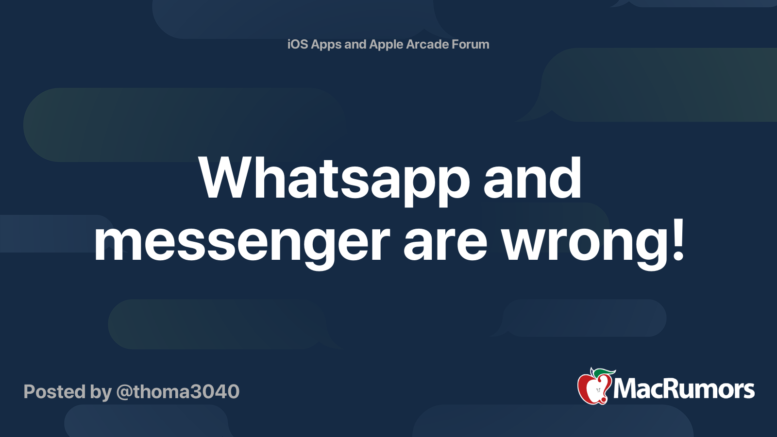 Whatsapp and messenger are wrong! | MacRumors Forums