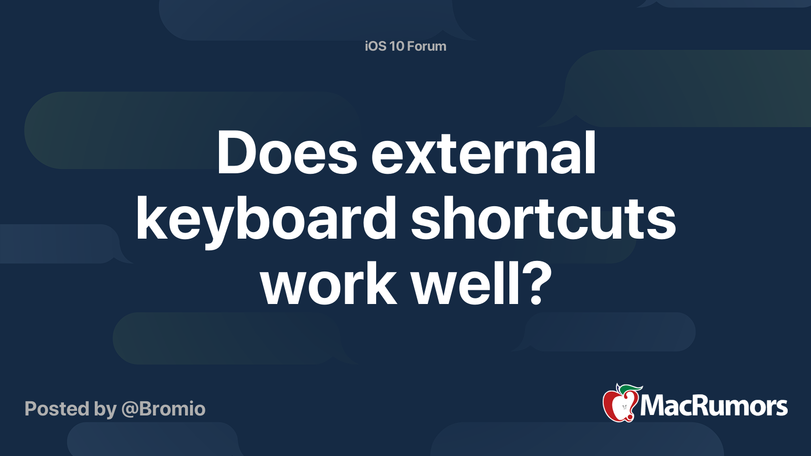 Does external keyboard shortcuts work well? | MacRumors Forums