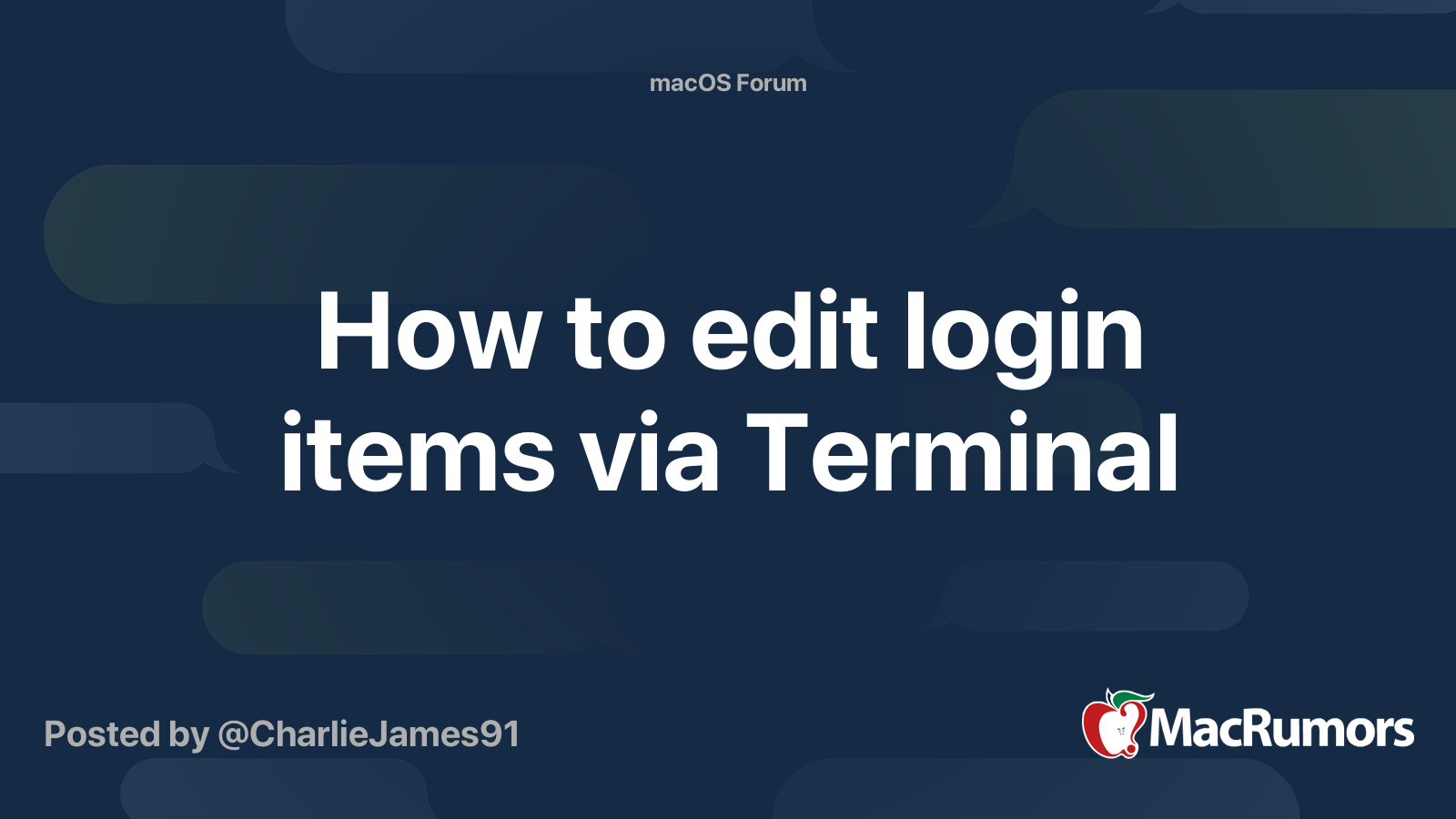 How to edit login items via Terminal | MacRumors Forums