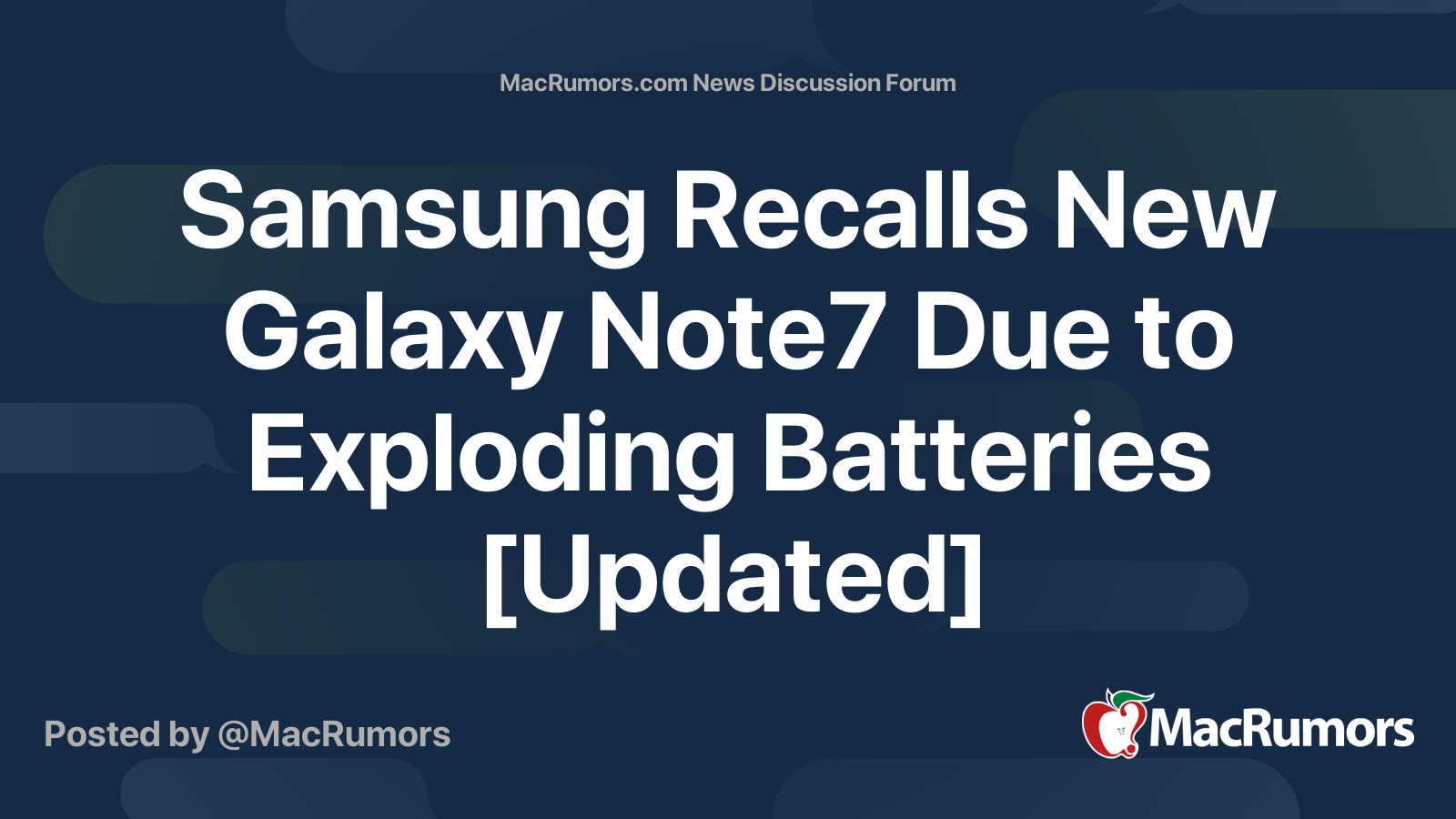 Samsung Recalls New Galaxy Note7 Due to Exploding Batteries [Updated ...