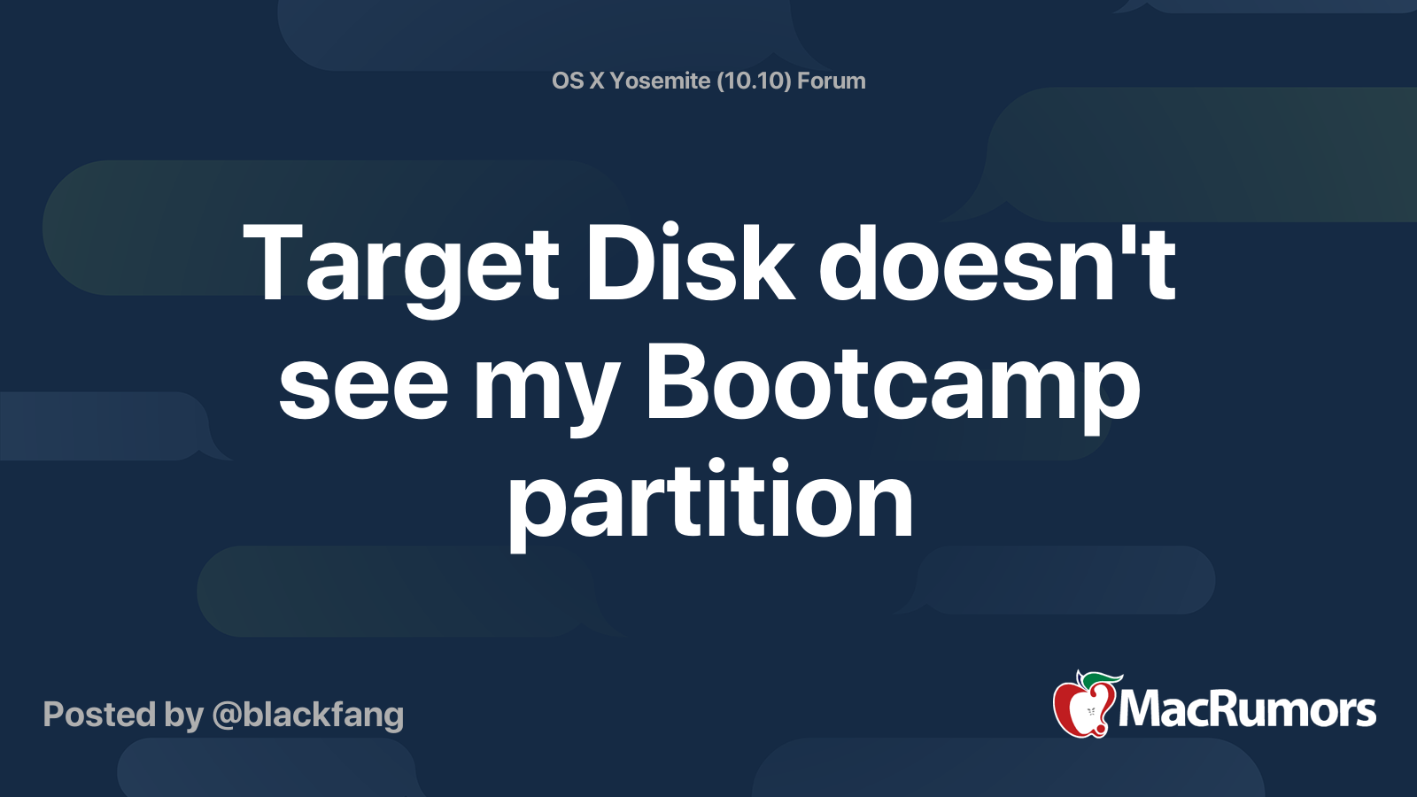 Target Disk doesn't see my Bootcamp partition | MacRumors Forums