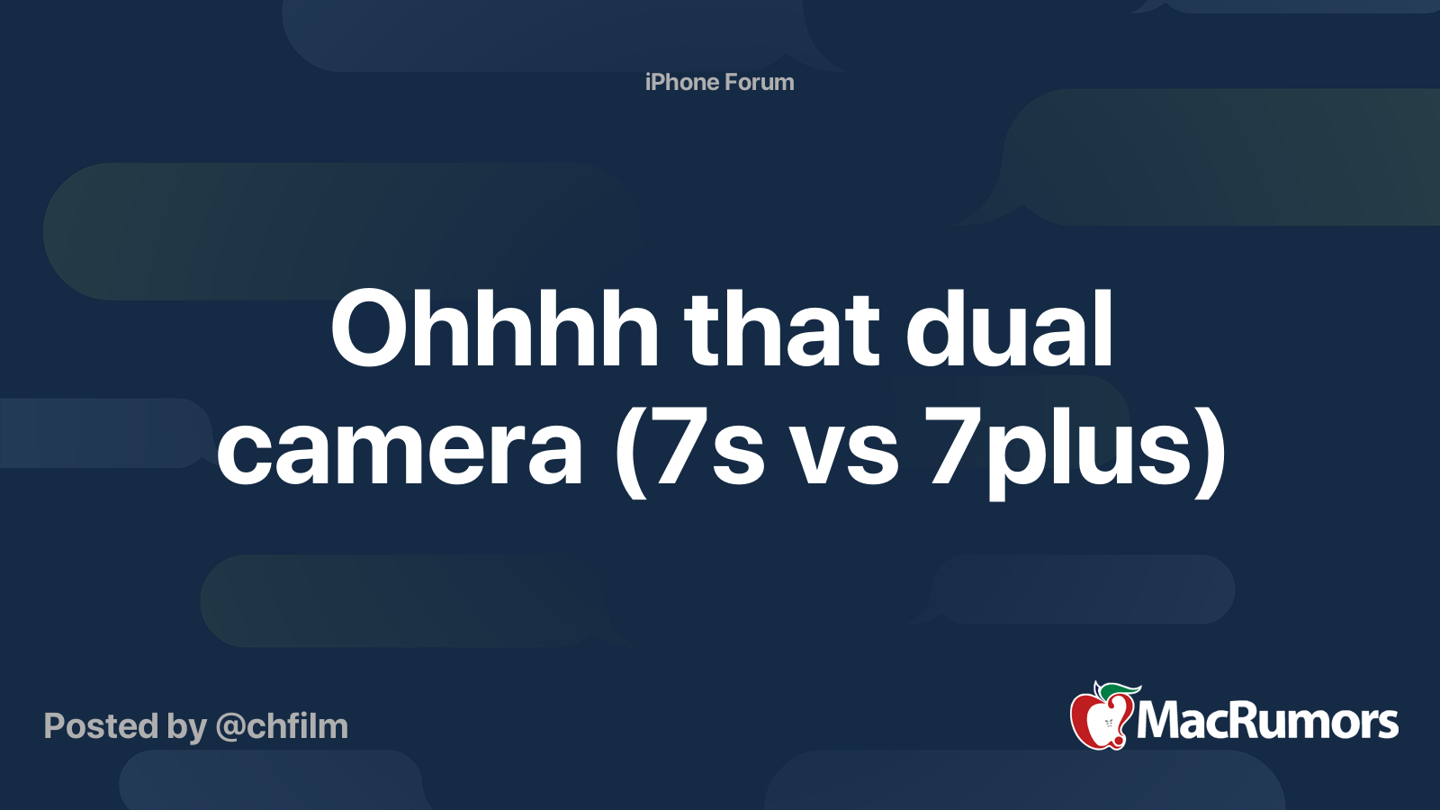 Ohhhh that dual camera (7s vs 7plus) | MacRumors Forums