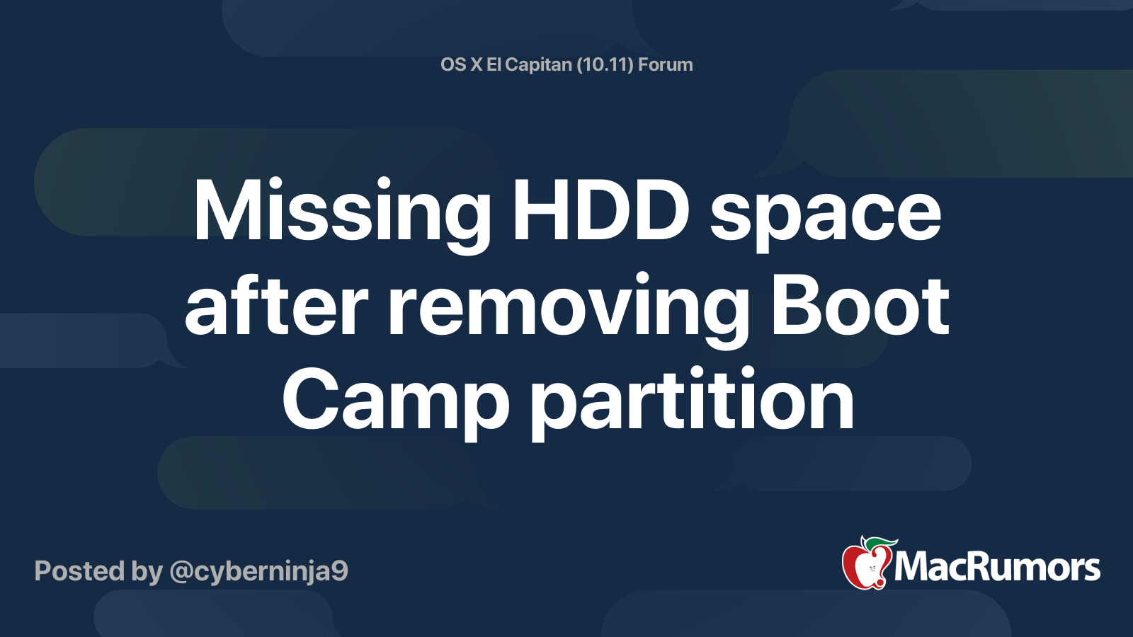 Missing HDD space after removing Boot Camp partition | MacRumors Forums
