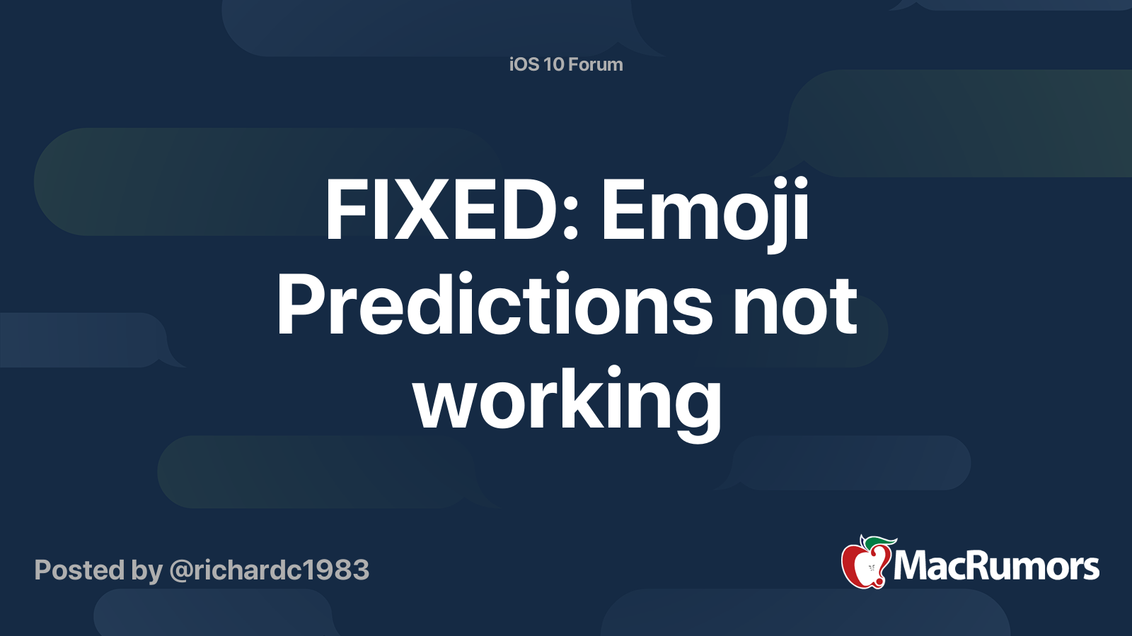 FIXED: Emoji Predictions not working | MacRumors Forums
