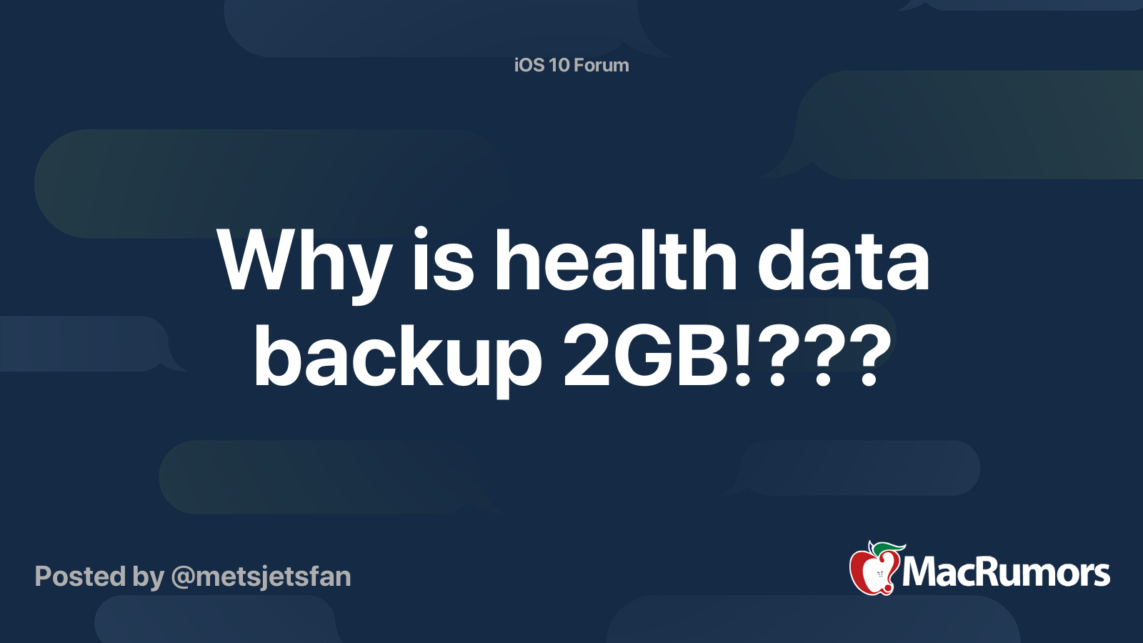 Why is health data backup 2GB!??? | MacRumors Forums